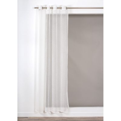 Voilage à œillets Waska effet cannage blanc ivoire L.240 x l.140cm Rocle