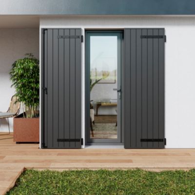 Volet battant aluminium anthracite Fortia - l.140 x H.215 cm - 2 vantaux