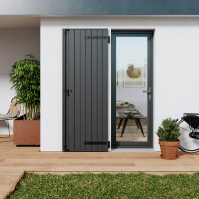Volet battant aluminium anthracite Fortia - l.80 x H.215 cm - 1 vantail