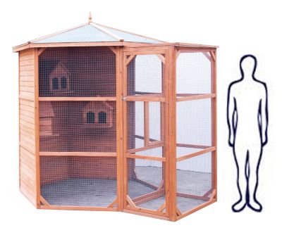 Volière en bois 4,5m² grand modèle avec sas d'entrée pour 6 à 10 ...