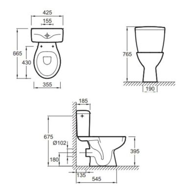 WC à poser sortie horizontale JACOB DELAFON Eolia avec abattant