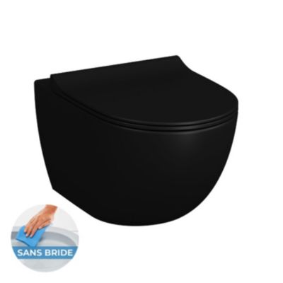 WC suspendu sans bride SAT Infinitio avec abattant softclose, Noir mat ...