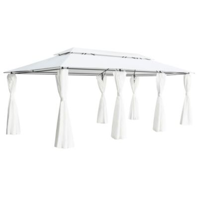 ZMH Belvédère Avec Rideaux 600x298x270 Cm Blanc 180 G/m²