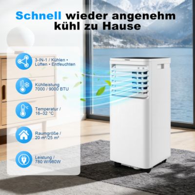 ZMH Climatiseur Mobile 3-en-1 9000Btu 980w Refroidissement ventilation ...